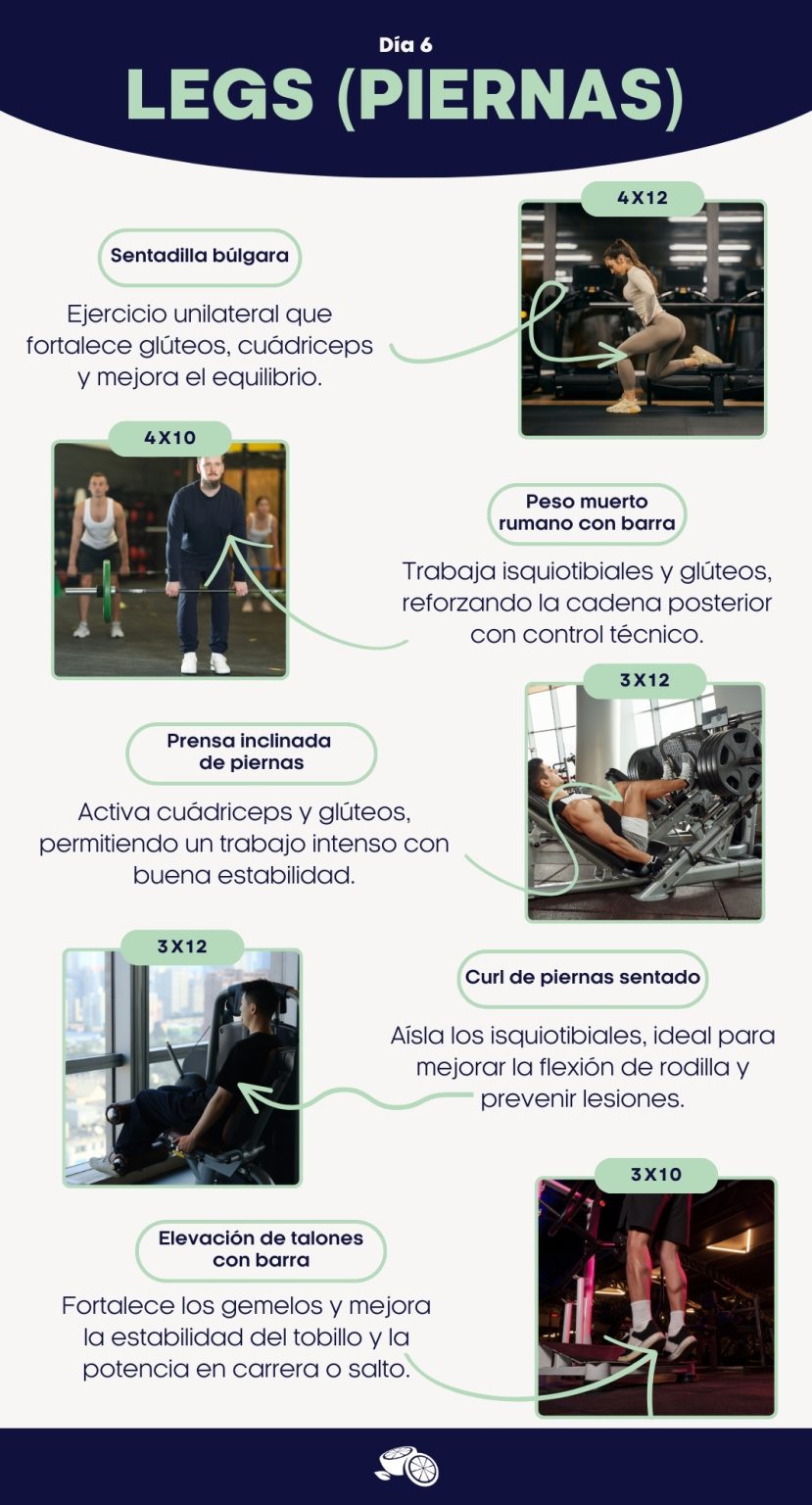 Rutina Push Pull Leg de 6 días - Gana músculo en 2025 💪